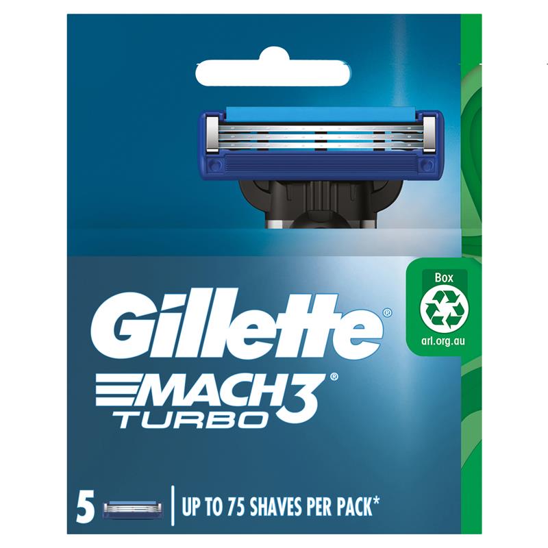 Buy Gillette Mach 3 Turbo 3D Cartridges 5 Pack Online at Chemist Warehouse®