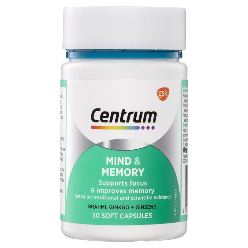 Buy Centrum Mind & Memory 50 Capsules Online at Chemist Warehouse®