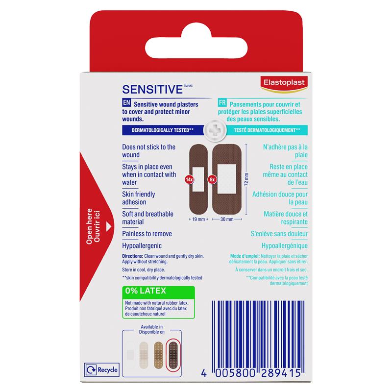 Buy Elastoplast Sensitive Skin Tone Plasters 20 Dark Online at Chemist ...