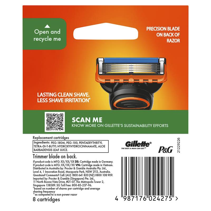 Buy Gillette Fusion Power Razor Blades 8 Pack Online at Chemist Warehouse®
