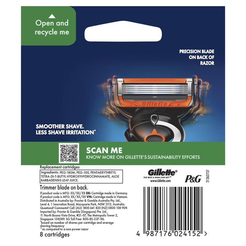 Buy Gillette Fusion Proglide Power Razor Blades 8 Pack Online at ...