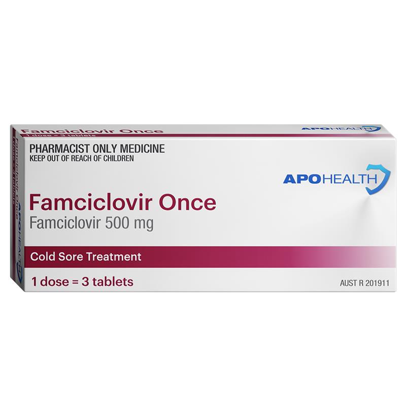 Buy Apohealth Famciclovir Once 500mg Tablets 3 Pack (Pharmacist Only ...