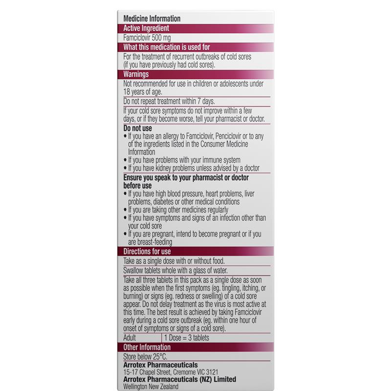 Buy Apohealth Famciclovir Once 500mg Tablets 3 Pack (Pharmacist Only ...