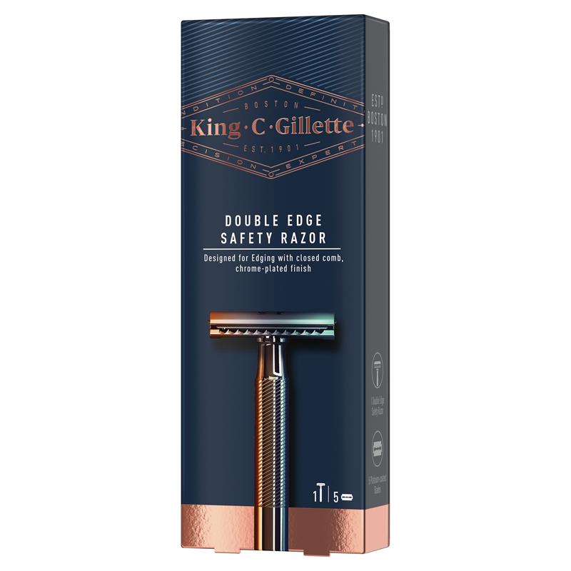 Buy King C. Gillette Double Edge Safety Razor + 5 Blade Refills Online ...