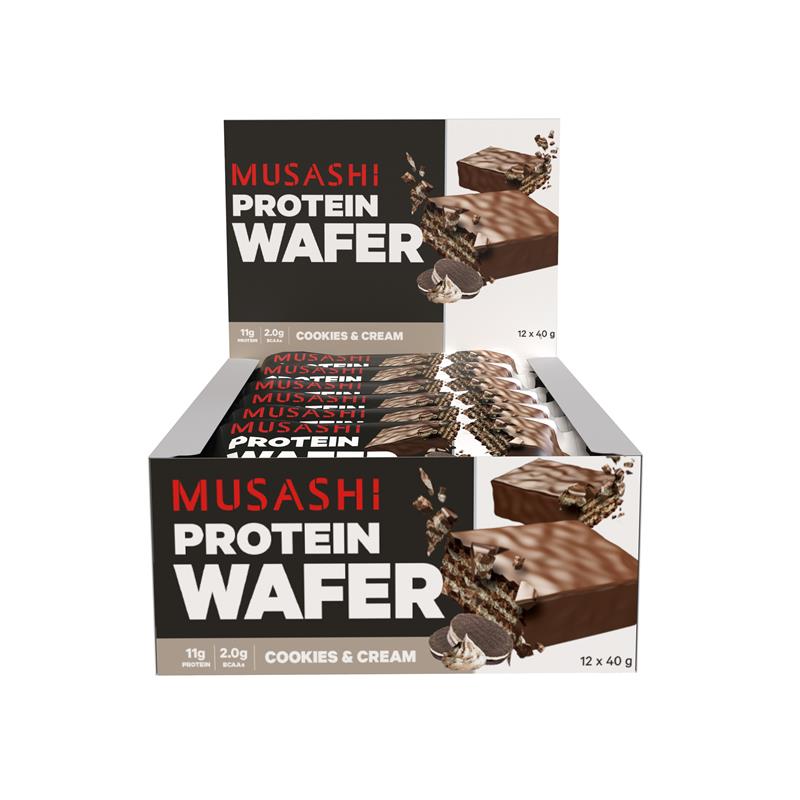Buy Musashi Protein Wafer Bar Cookies & Cream 40g Online at Chemist ...