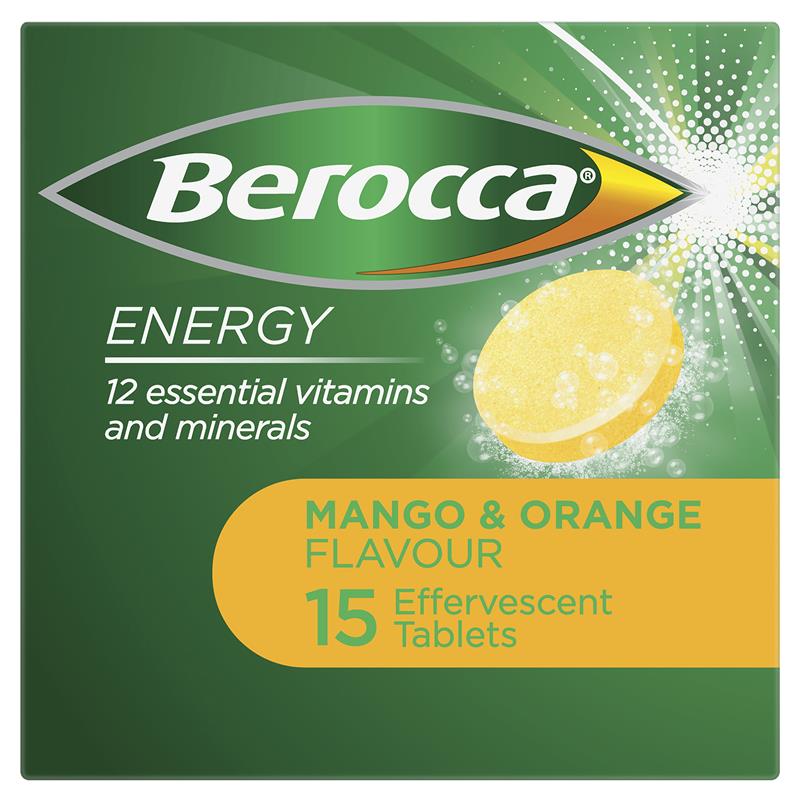 Buy Berocca Energy Mango & Orange 15 Effervescent Tablets Online at ...