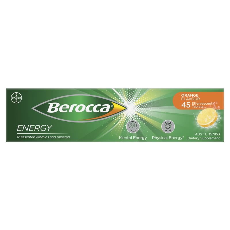 Buy Berocca Energy Orange 45 Effervescent Tablets Online at Chemist ...