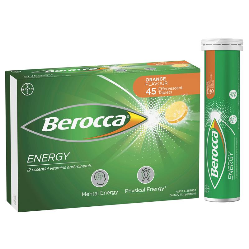 Buy Berocca Energy Orange 45 Effervescent Tablets Online at Chemist ...