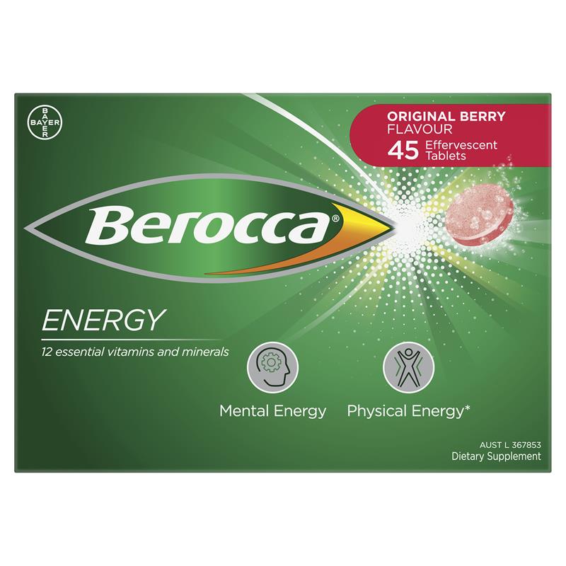 Buy Berocca Energy Original Berry 45 Effervescent Tablets Online at ...