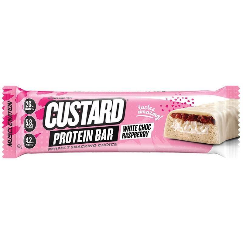 Buy Muscle Nation Custard Protein Bar White Choc Raspberry 60g Online ...
