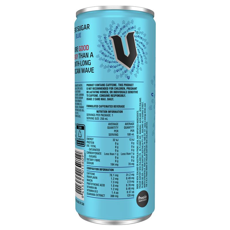 Buy V Sugar Free Blue Can 250ml Online at Chemist Warehouse®