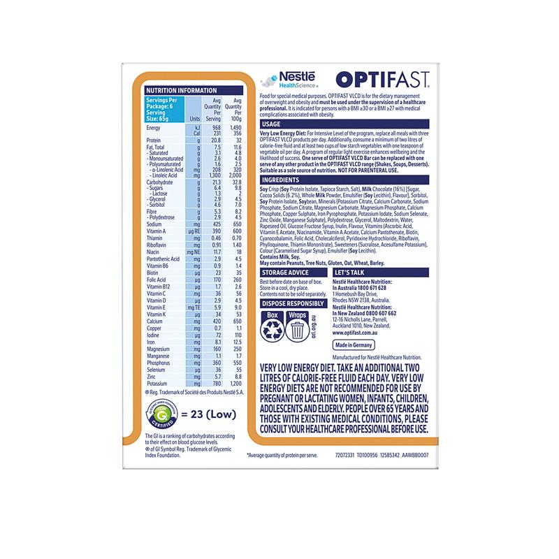 Buy Optifast VLCD Bars Cappuccino 6 x 65g Online at Chemist Warehouse®