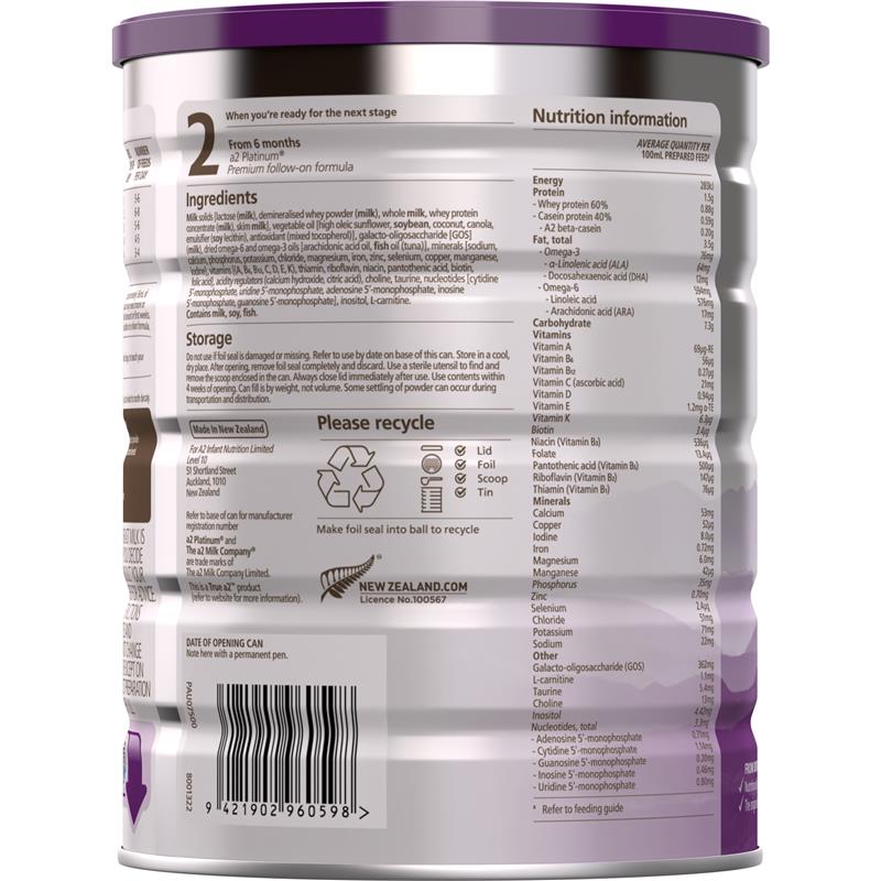 Buy A2 Platinum Premium Stage 1 Infant Formula From Birth 900g Online ...
