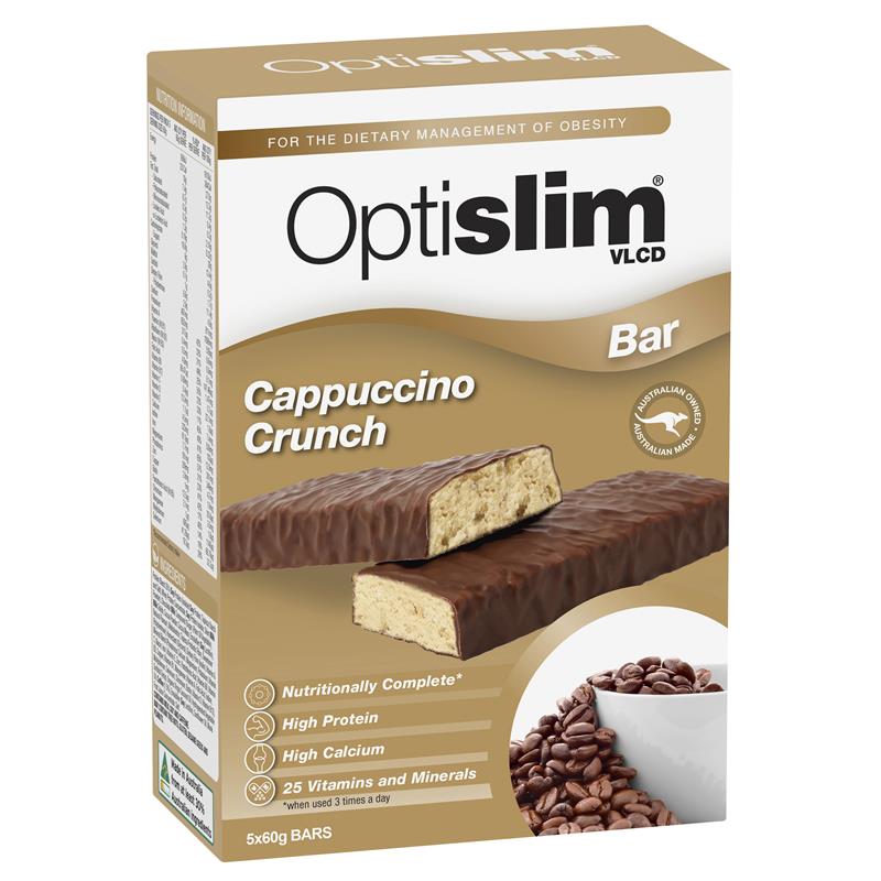 Buy Optislim VLCD Bar Cappuccino Crunch 5 Pack Online at Chemist Warehouse®
