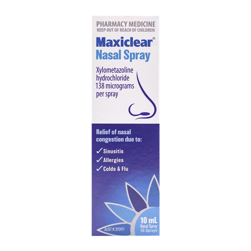 Buy Maxiclear Xylometazoline 1mg/ml Nasal Spray 10ml Online at Chemist ...