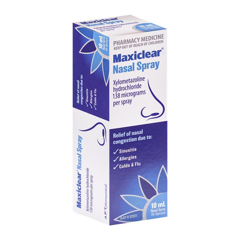 Buy Maxiclear Xylometazoline 1mg/ml Nasal Spray 10ml Online at Chemist ...