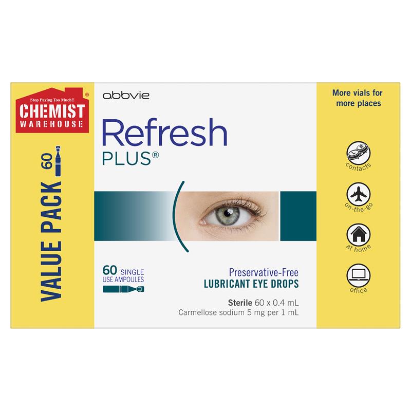 Buy Refresh Plus Preservative-Free Eye Drop 0.4ml x 60 Vials Exclusive ...