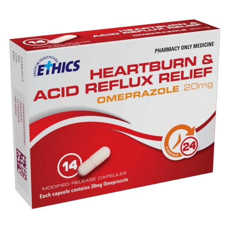 Buy Ethics Heartburn & Acid Reflux Relief Omeprazole 20mg 14 Capsules ...