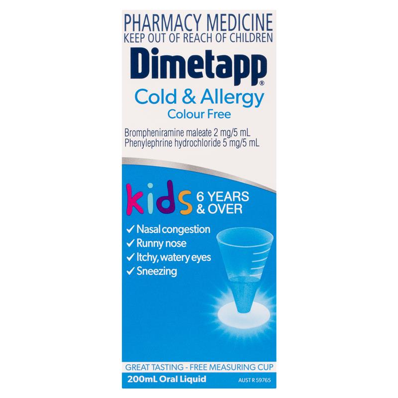 Buy Dimetapp Kids Cold & Allergy Colour Free Elixir 200ml Online at ...