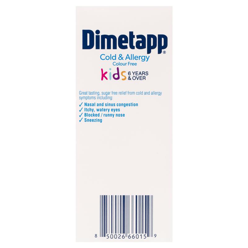 Buy Dimetapp Kids Cold & Allergy Colour Free Elixir 200ml Online at ...