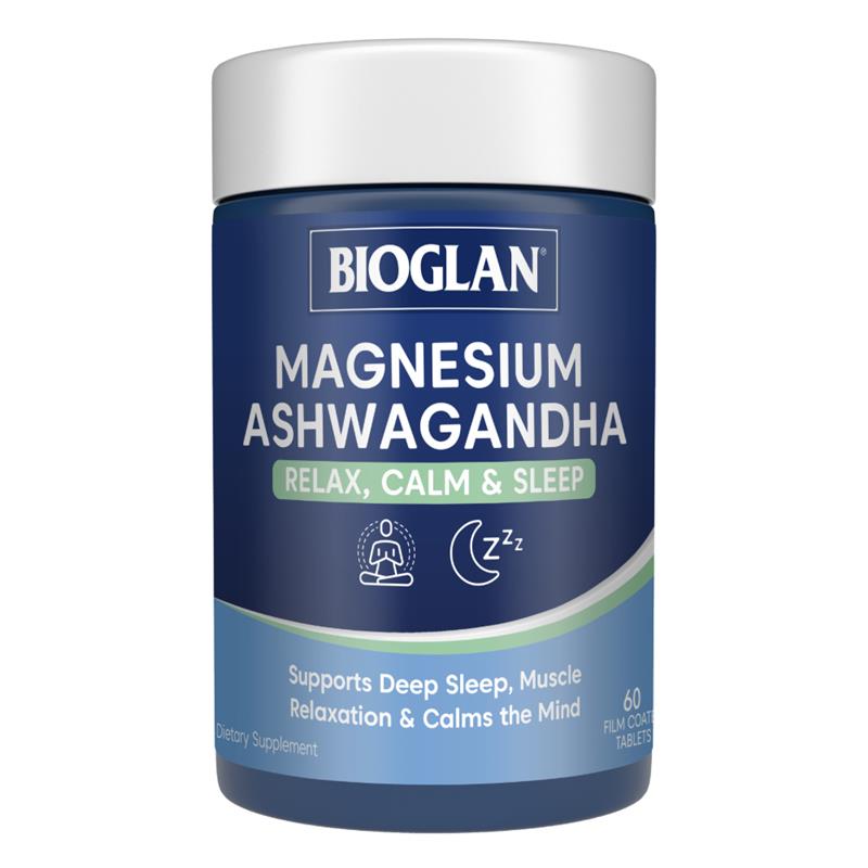 Buy Bioglan Magnesium + Ashwagandha Relax, Calm & Sleep 60 Tablets ...