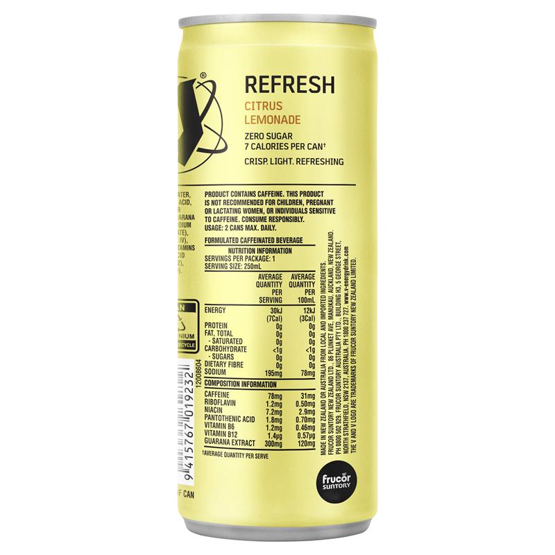 Buy V Refresh Citrus Lemon Can 250ml Online at Chemist Warehouse®