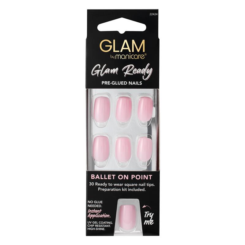 Buy Glam By Manicare Ready Pre-Glued Nails 30 Pieces Ballet On Point ...