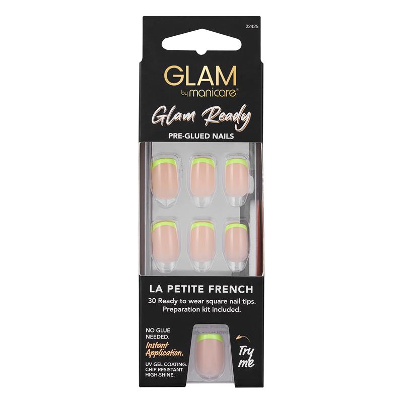 Buy Glam By Manicare Ready Pre-Glued Nails 30 Pieces La Petite French ...