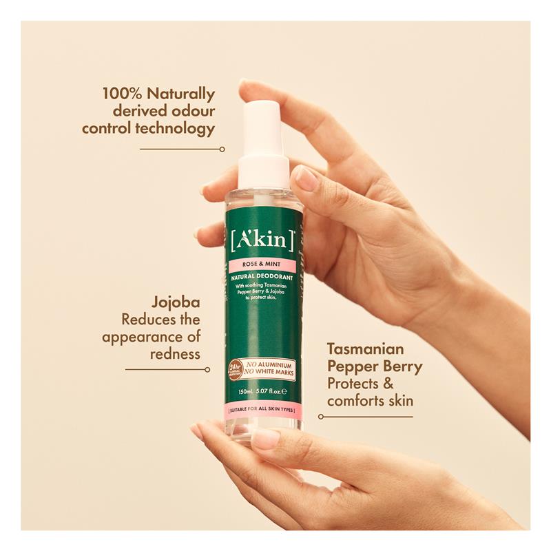 Buy A'kin Rose & Mint Deodorant Spray 150ml Online at Chemist Warehouse®