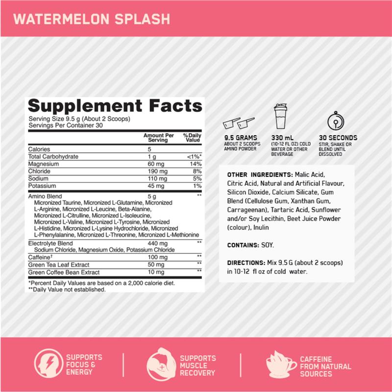 Buy Optimum Nutrition Amino Energy + Electrolytes Watermelon 285g ...