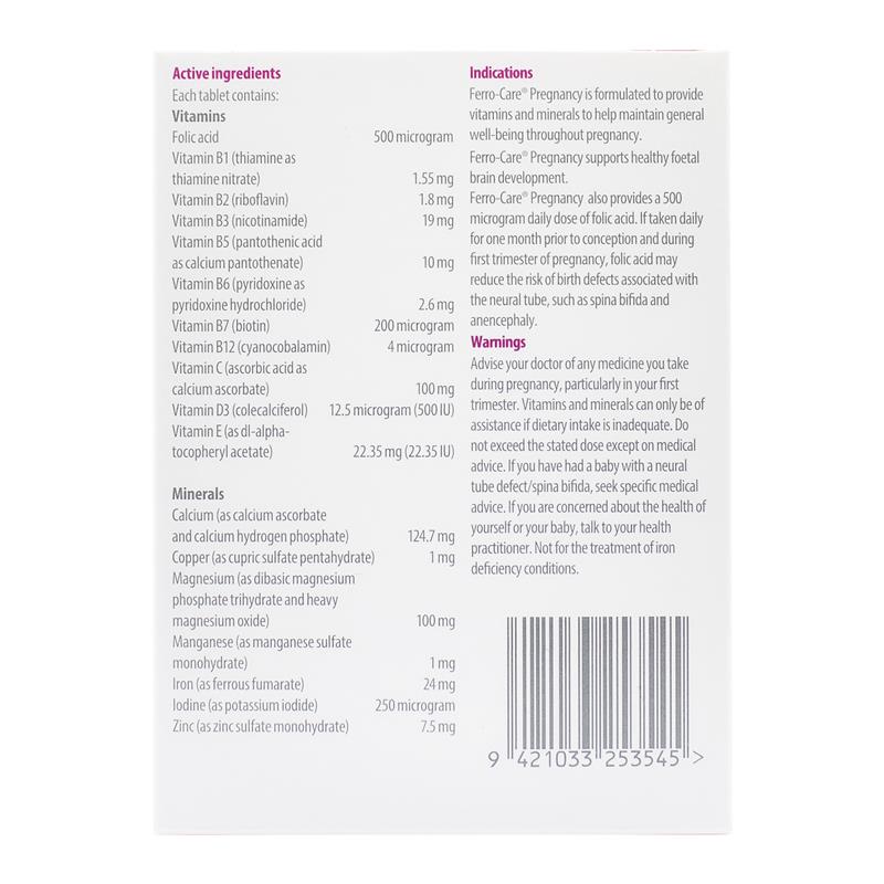 Buy Ferro-Care Pregnancy Multivitamin 30 Tablets Online at Chemist ...