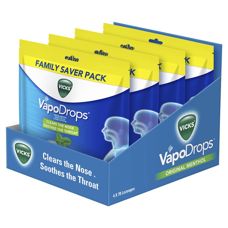 Buy Vicks VapoDrops Original Menthol 70 Lozenges Online at Chemist ...