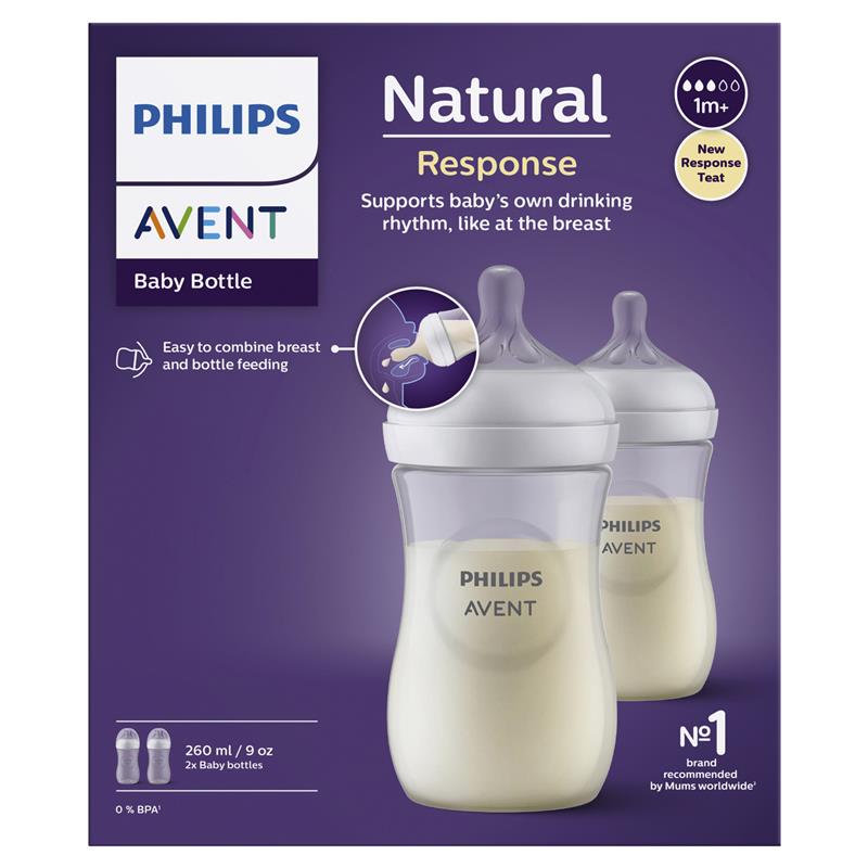 Buy Avent Natural Response Feeding Bottle 260ml 2 Pack Online at ...