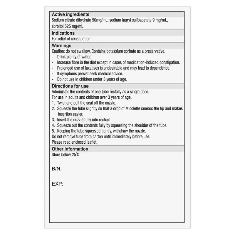 Buy Micolette Enema Tubes 5ml 4 Pack Online at Chemist Warehouse®