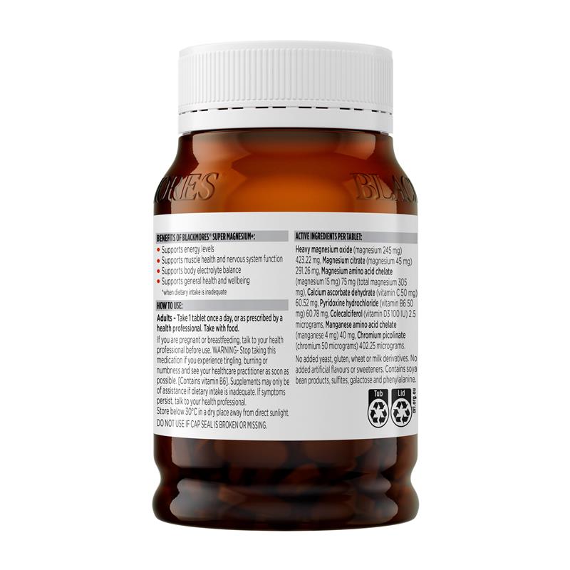 Buy Blackmores Super Magnesium+ 200 Tablets Online at Chemist Warehouse®