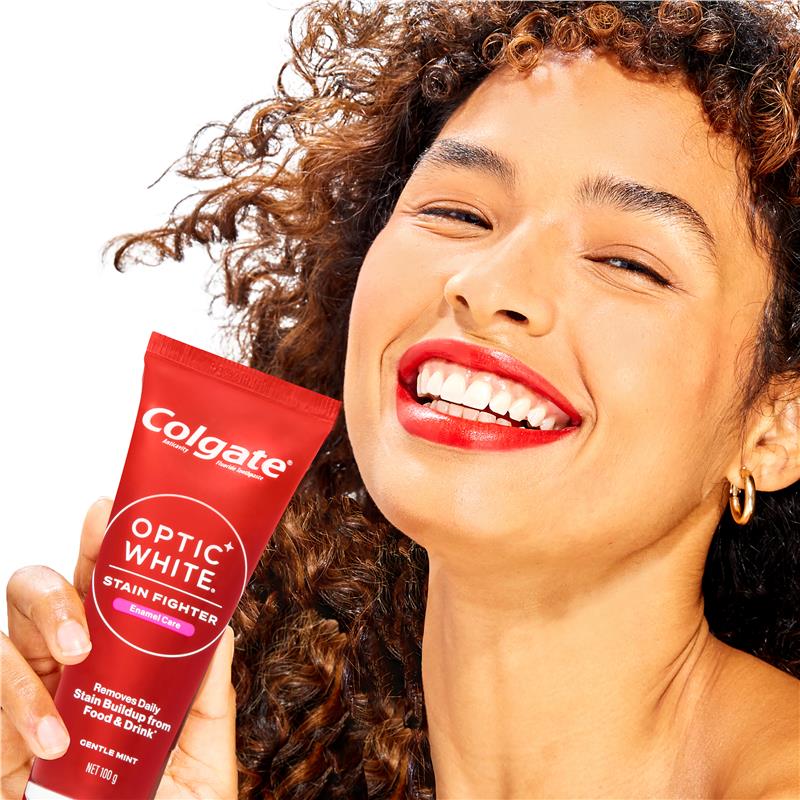 Buy Colgate Toothpaste Optic White Stain Fighter Enamel Care 100g ...