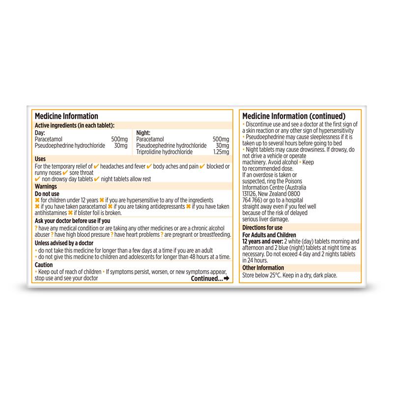 Buy Codral Cold & Flu Original Day & Night PSE 24 Tablets (Pharmacist ...