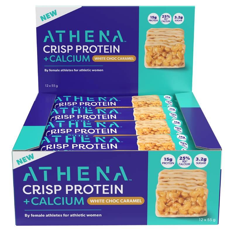 Buy Athena Crisp Protein + Calcium Bar White Choc Caramel 55g x 12 ...