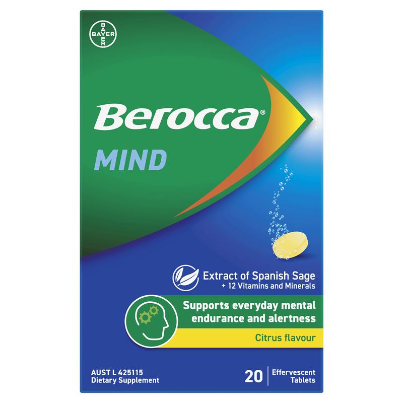Buy Berocca Mind Citrus 20 Effervescent Tablets Online at Chemist ...
