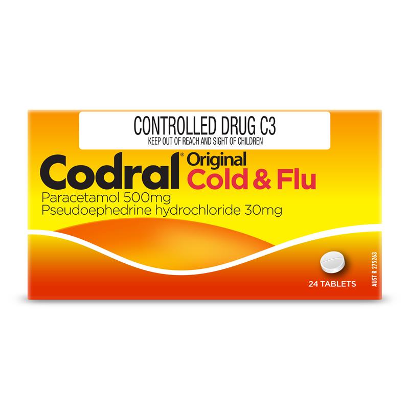 Buy Codral Original Cold & Flu PSE 24 Tablets (Pharmacist Only) Online ...