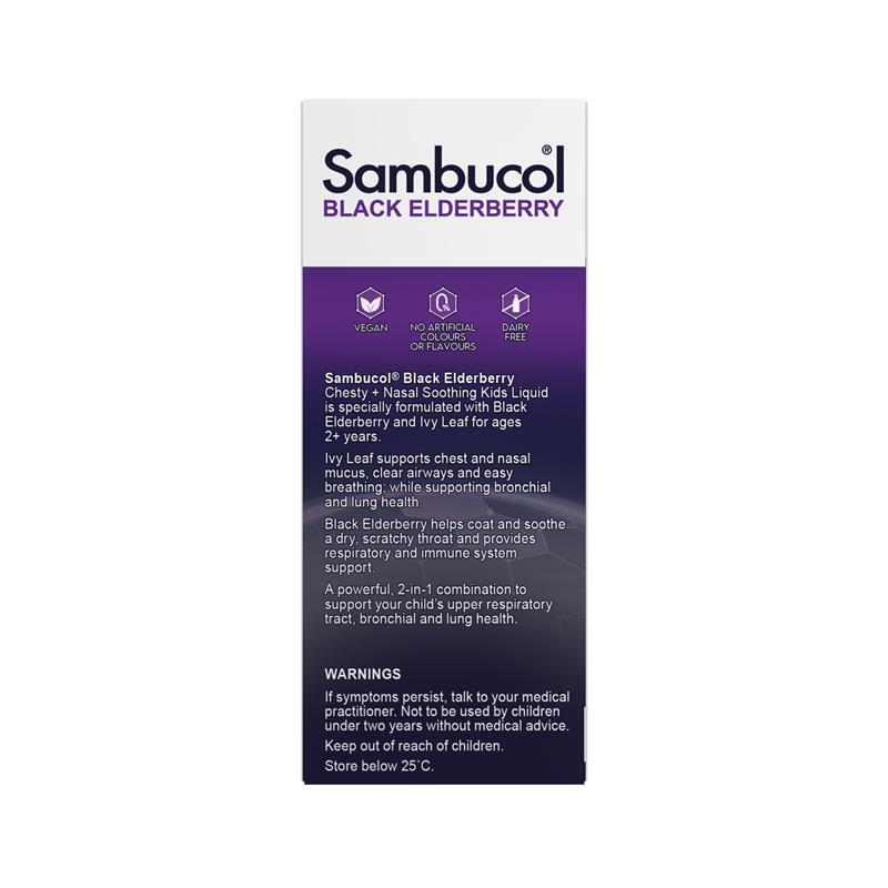 Buy Sambucol Black Elderberry Kids Chesty + Nasal Soothing Syrup 120ml ...