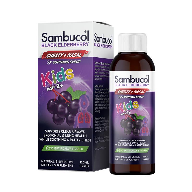 Buy Sambucol Black Elderberry Kids Chesty + Nasal Soothing Syrup 120ml ...