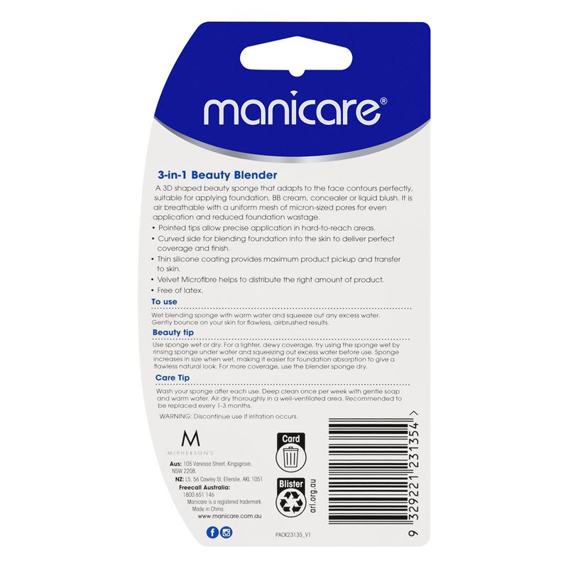 Buy Manicare 3-In-1 Beauty Blender Peach Online at Chemist Warehouse®