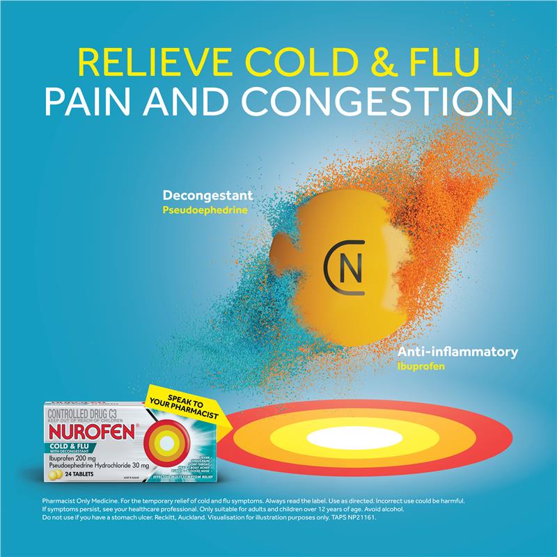 Buy Nurofen Cold & Flu With PSE Decongestant 24 Tablets (Pharmacist ...