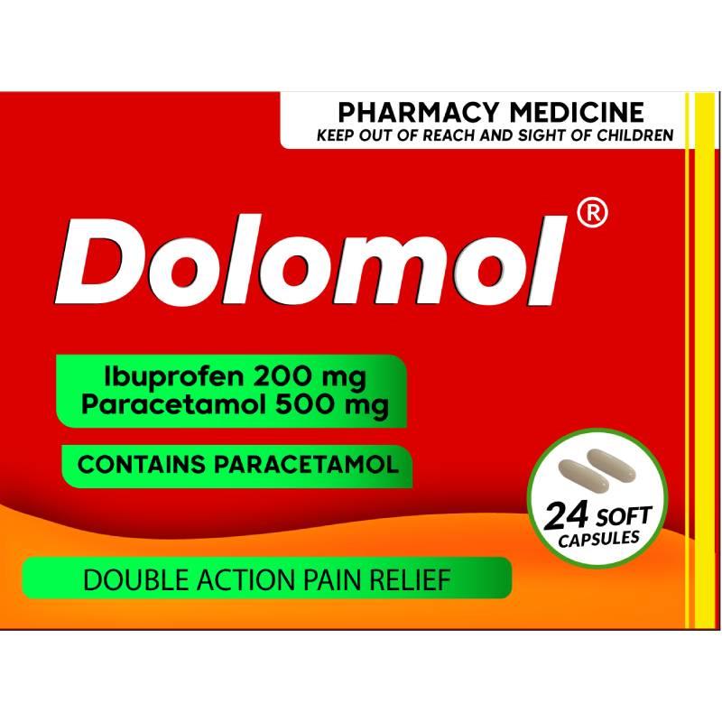 Buy Dolomol Ibuprofen & Paracetamol 24 Softgel Capsules Online at ...
