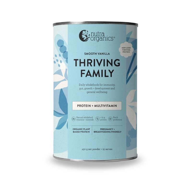 Buy Nutra Organics Thriving Family Protein Smooth Vanilla 450g Online ...