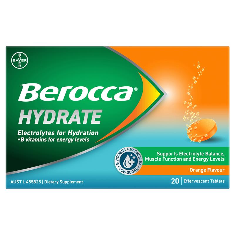 Buy Berocca Hydrate Orange 20 Effervescent Tablets Online at Chemist ...
