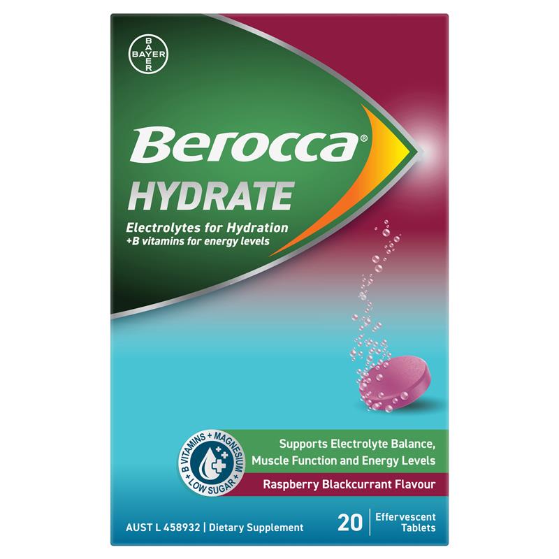 Buy Berocca Hydrate Raspberry Blackcurrant 20 Effervescent Tablets ...
