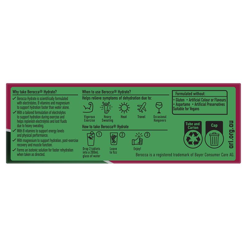 Buy Berocca Hydrate Raspberry Blackcurrant 20 Effervescent Tablets ...