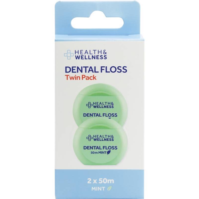 Buy Health & Wellness Dental Floss 2 x 50m Twin Pack Mint Online at ...